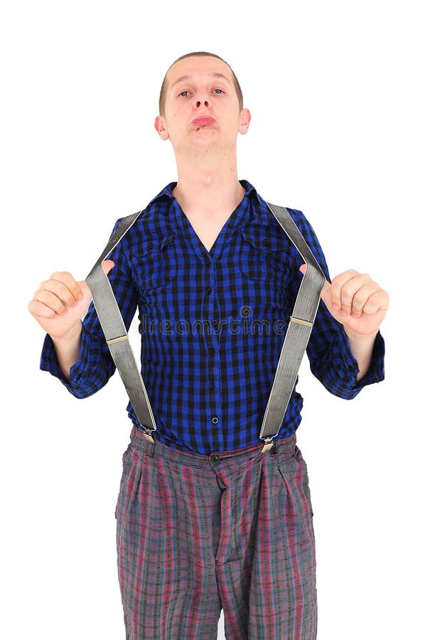 Crazy Goofy Guy Puling His Braces Stock Image - Image of isolated ...