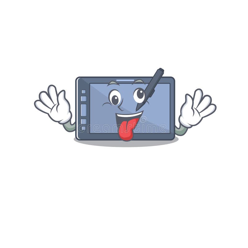Crazy Graphic Tablet on the Mascot Table Stock Vector - Illustration of ...