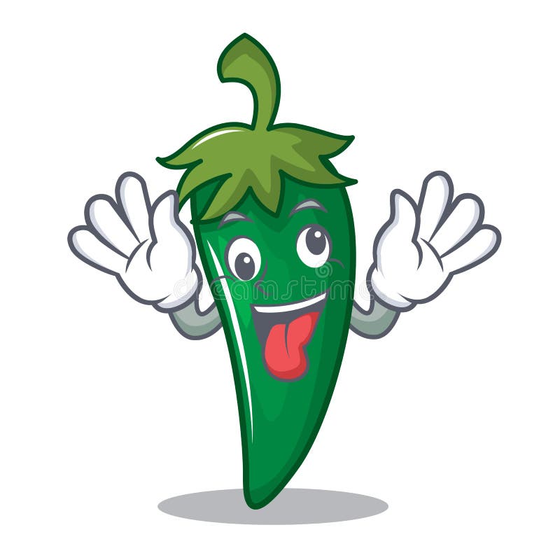 Crazy Green Chili Character Cartoon Stock Vector - Illustration of ...