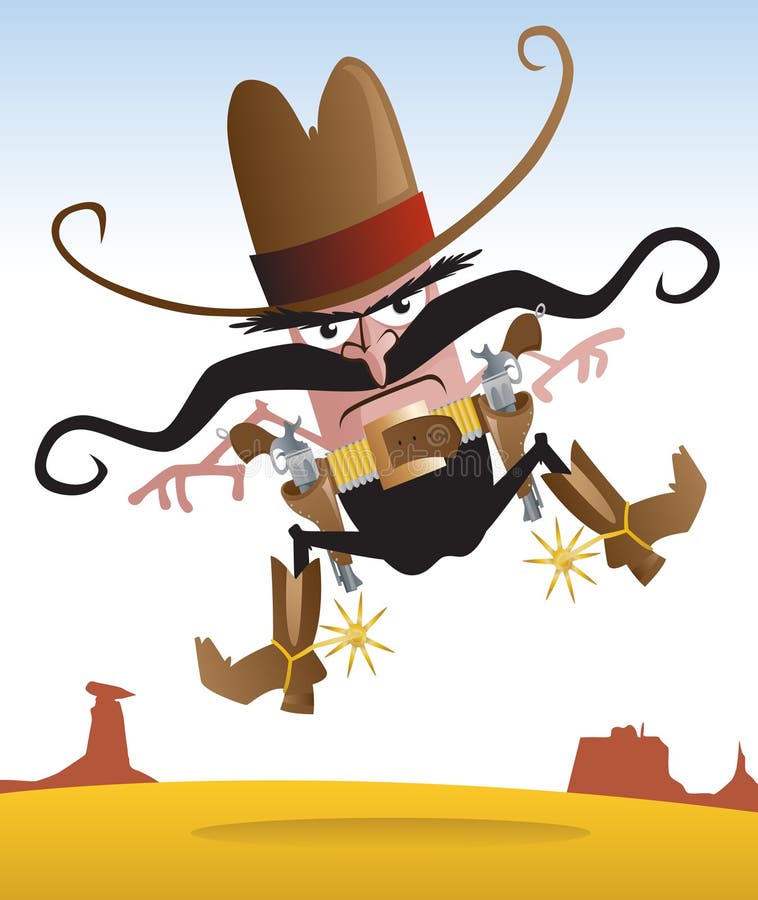 Cartoon Cowboy in a Western Old West Town Stock Vector - Illustration ...