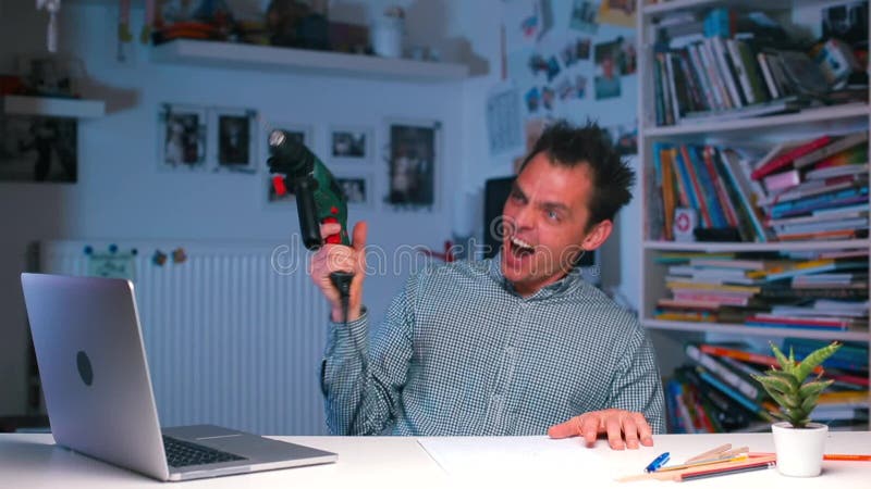 Crazy Guy Shoots from a Puncher, As from a Machine Gun Stock Video ...