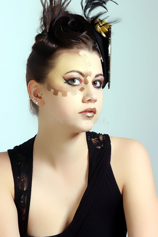 Crazy Hair and Makeup stock photo. Image of closeup, black - 31946468