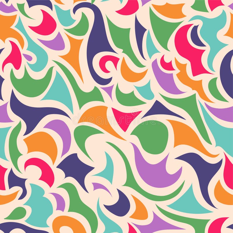 Crazy Hand Drawn Wave Abstract Trend Color Seamless Pattern Background ...