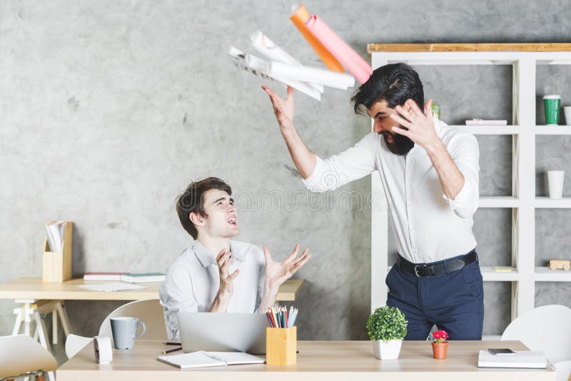 Crazy Handsome Colleagues in Office Stock Image - Image of people ...