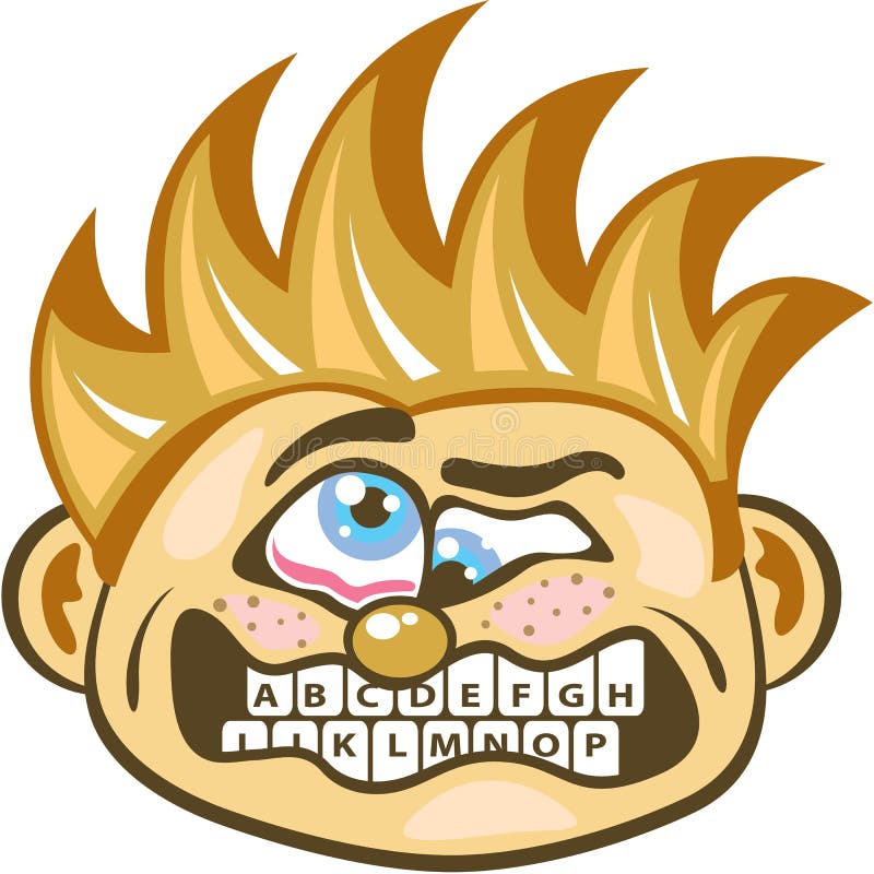 Crazy head keyboard teeth stock vector. Illustration of cartoon - 49280152