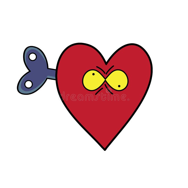 Crazy Red Heart Cartoon Emoji Face Character with Smiling Expression ...