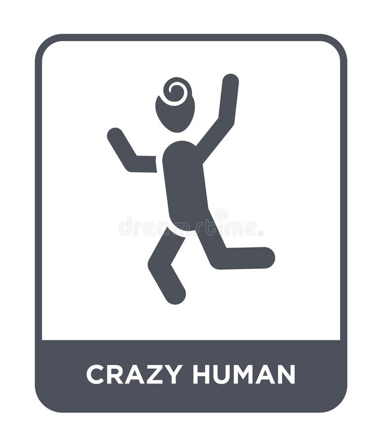 Crazy Human Vector Icon on White Background. Flat Vector Crazy Human ...