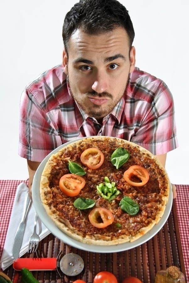 Crazy Hungry Man Eating Pizza Stock Image - Image of fast, person: 47544391