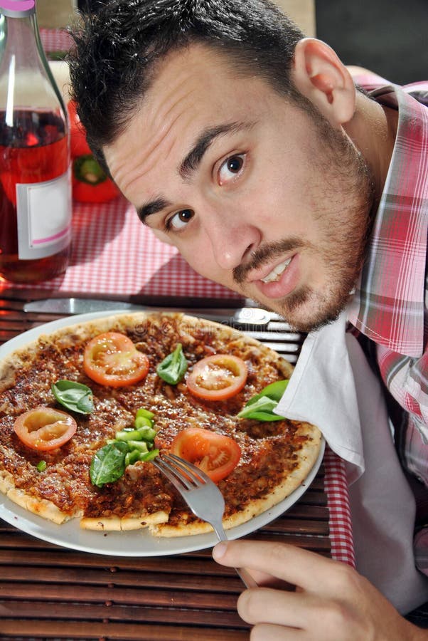 Crazy Hungry Man Eating Pizza Stock Image - Image of fast, person: 47544391
