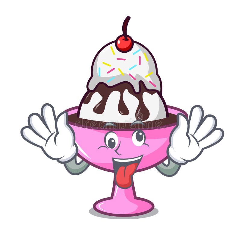 Crazy Ice Cream Sundae Mascot Cartoon Stock Vector - Illustration of ...
