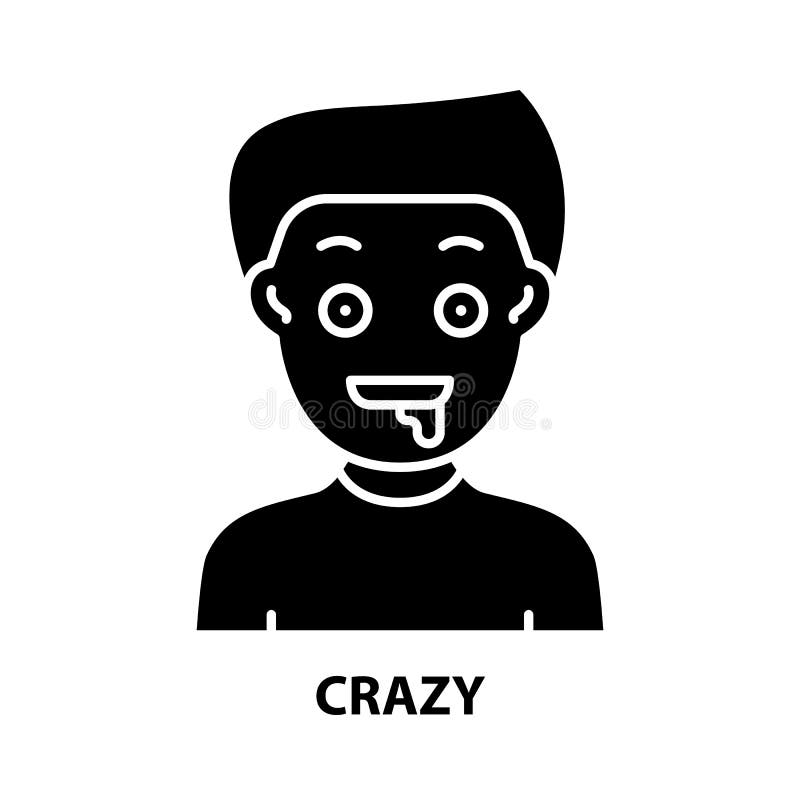 Crazy Icon, Black Vector Sign with Editable Strokes, Concept ...