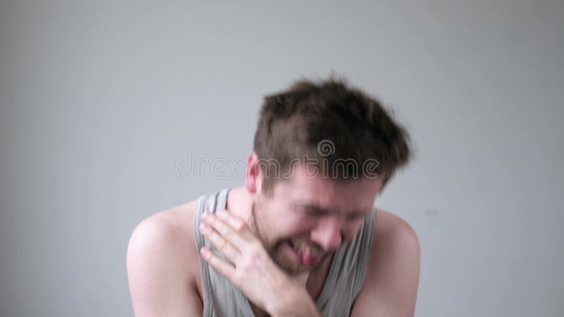 Crazy Laughing Face of Untidy Caucasian Man Stock Footage - Video of ...