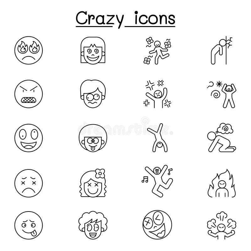 Crazy Line Icon Vector Illustration Graphic Stock Vector - Illustration ...
