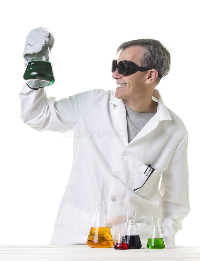 Crazy Mad Scientist with Discovery Stock Image - Image of crazed ...