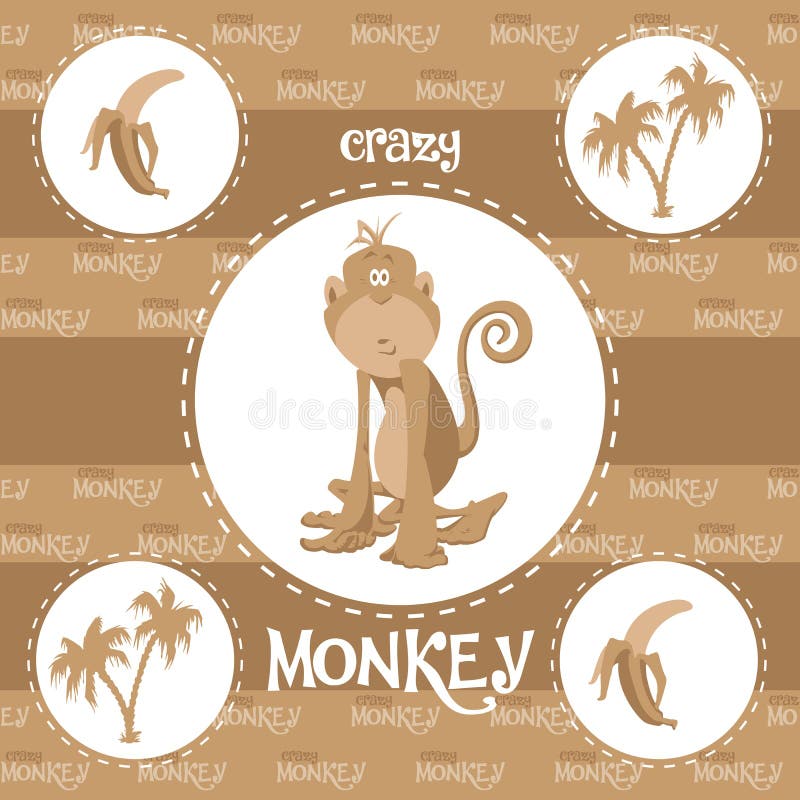 Crazy monkey pattern stock vector. Illustration of animal - 51034549