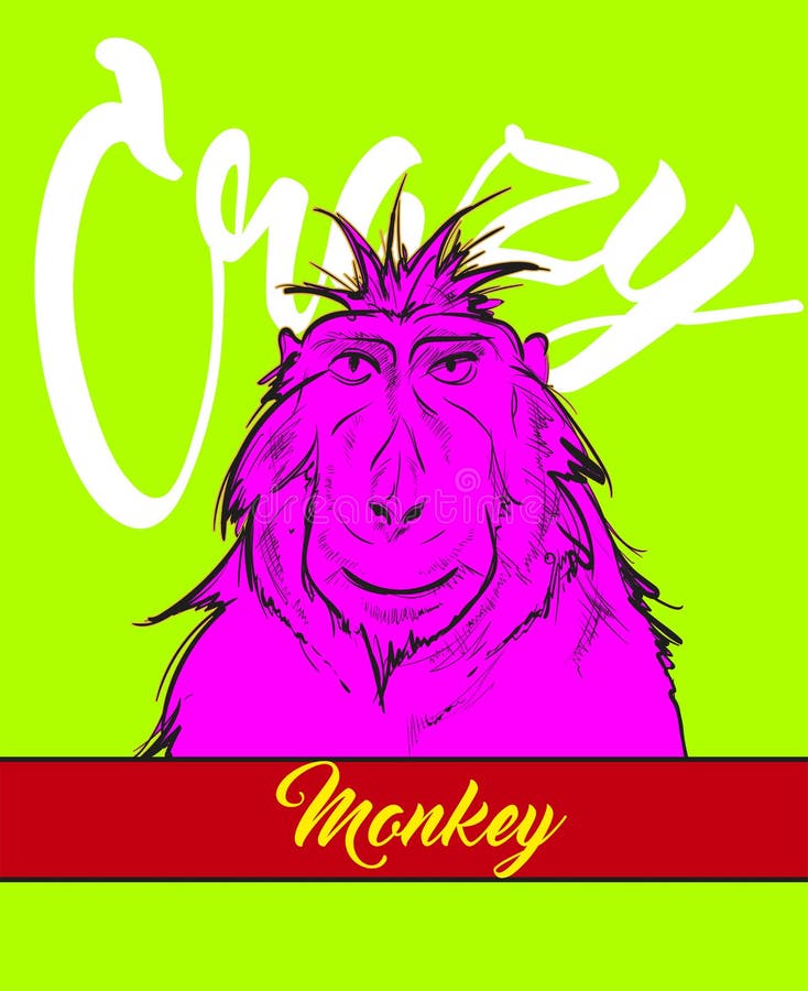 Crazy Monkey Logo Design Illustration.Head of a Monkey Vector.Monkey ...