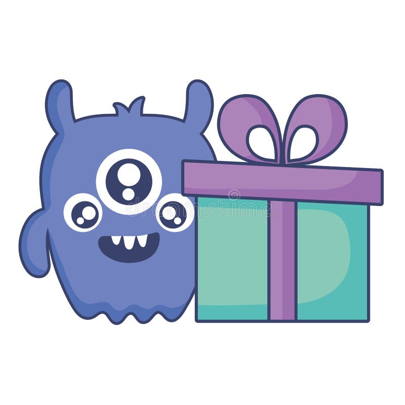 Crazy Monster with Gift Comic Character Stock Vector - Illustration of ...