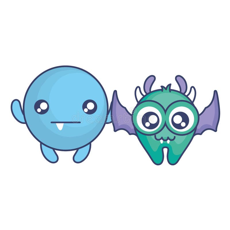 Crazy Monsters Couple Comic Characters Stock Vector - Illustration of ...