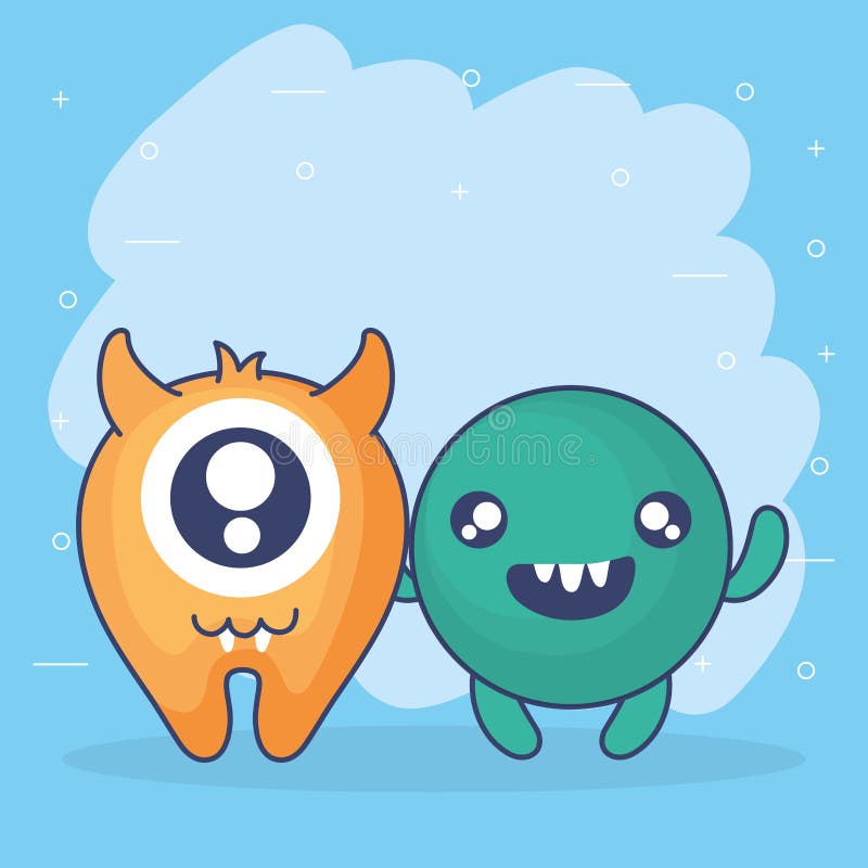 Crazy Monsters Couple Comic Characters Stock Vector - Illustration of ...