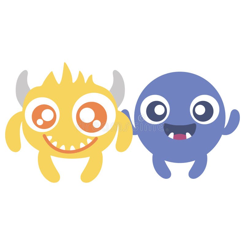 Crazy Monsters Couple Comic Characters Stock Vector - Illustration of ...