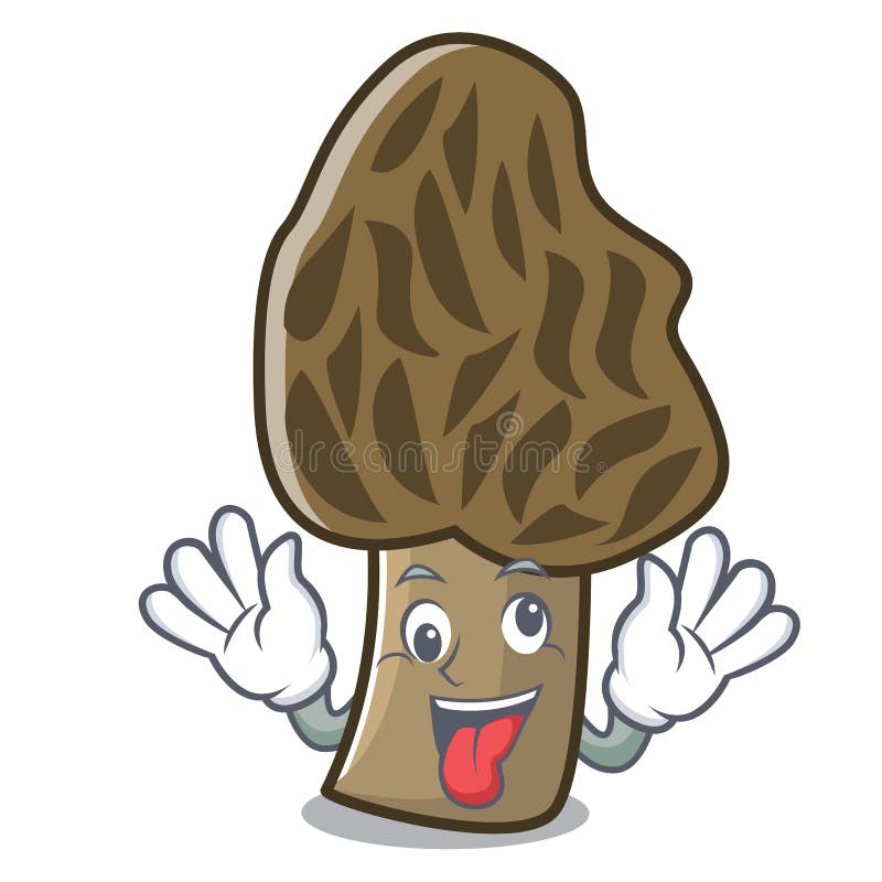 Crazy Morel Mushroom Mascot Cartoon Stock Vector - Illustration of ...