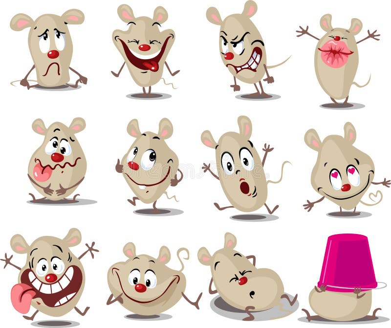 Crazy Mouse Cartoon Stickers Emoticon - Vector Illustration Stock ...