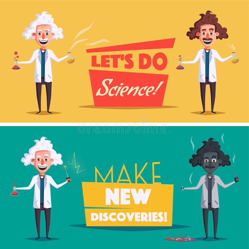 Crazy Old Scientist. Funny Character Stock Vector - Illustration of ...