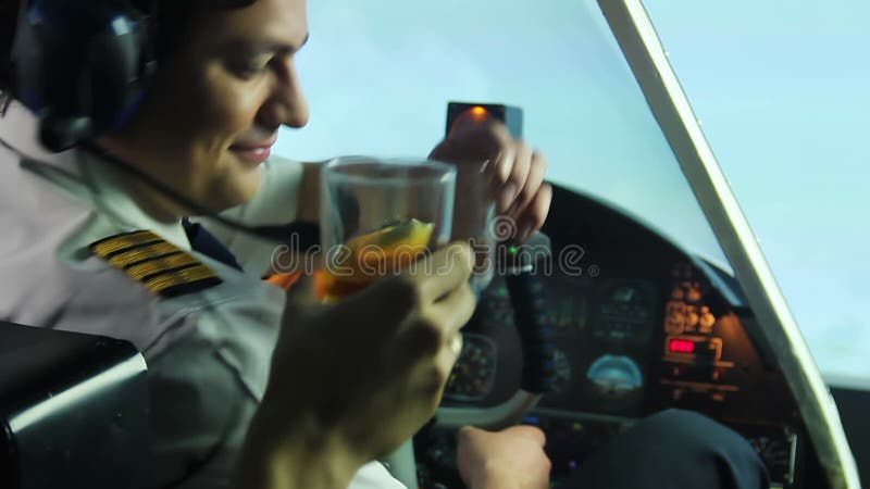 Crazy Pilot Drinking Alcohol in Cockpit and Navigating Plane, Dangerous ...