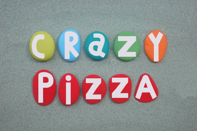 Crazy Pizza, Creative Logo Composed with Multi Colored Stone Letters ...