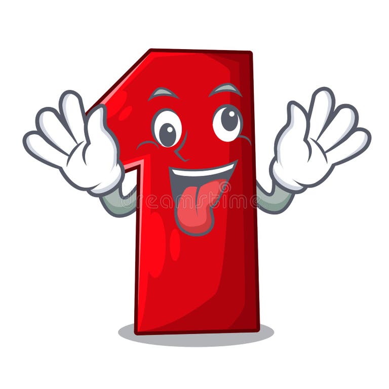 Crazy Plastic Number One Isolated on Mascot Stock Vector - Illustration ...