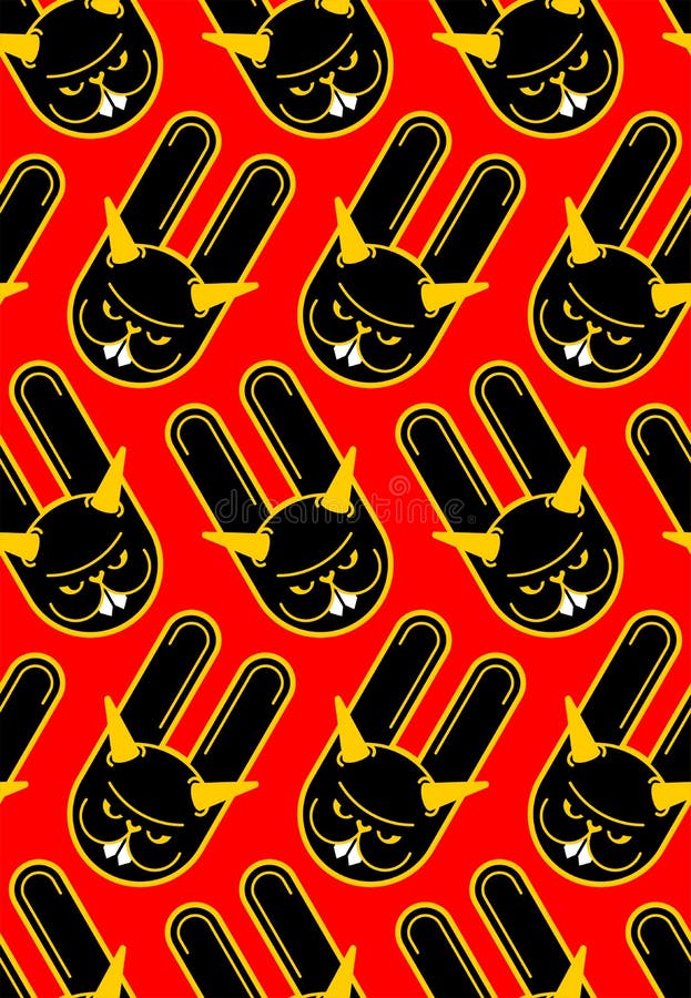 Devil Bunny Background . Angry Hare Pattern Seamless. Crazy Rabbit ...