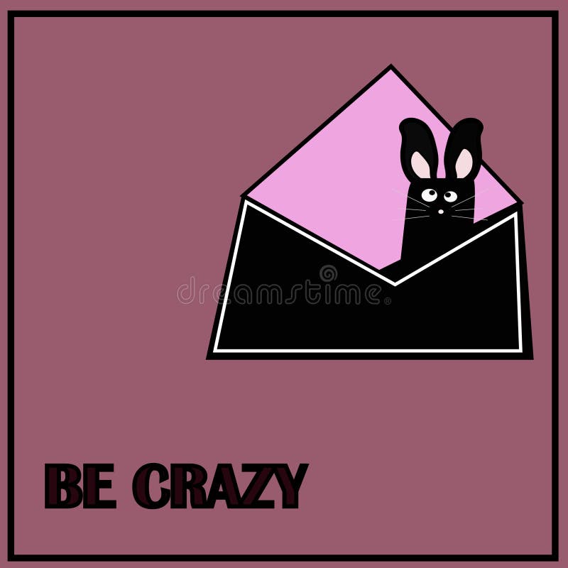 Crazy rabbit funny poster stock illustration. Illustration of colorful ...