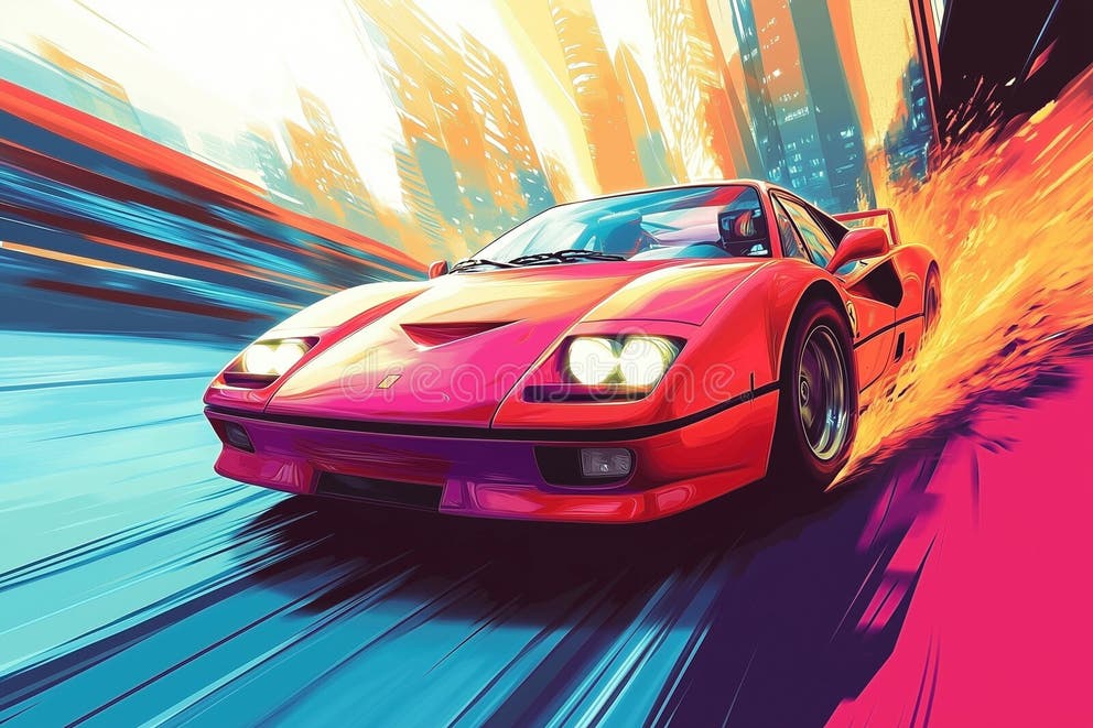 Crazy Retro Racing Car Ai Illustration Stock Illustration ...