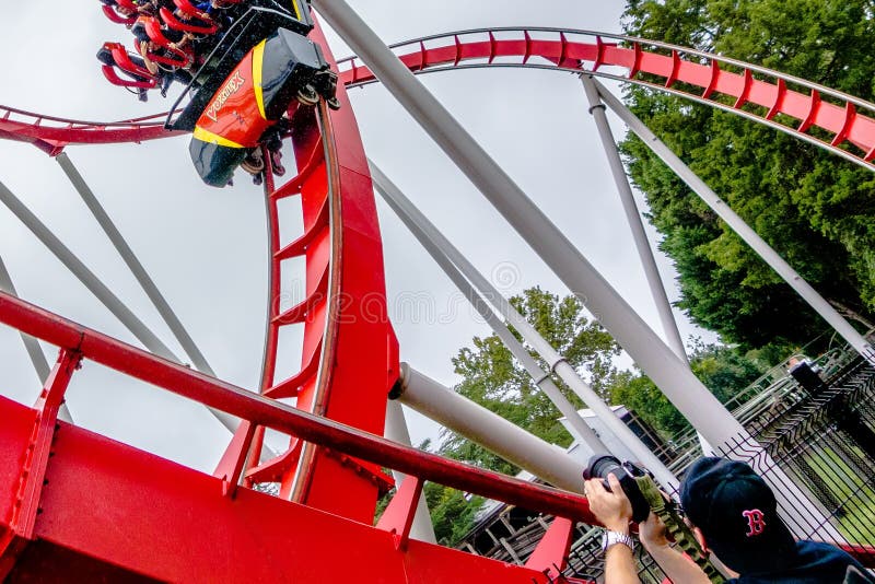 Crazy Rollercoaster Rides at Amusement Park Editorial Photography ...