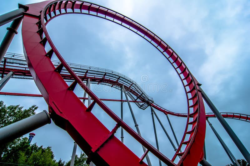 Crazy Rollercoaster Rides At Amusement Park Stock Image - Image of fast ...