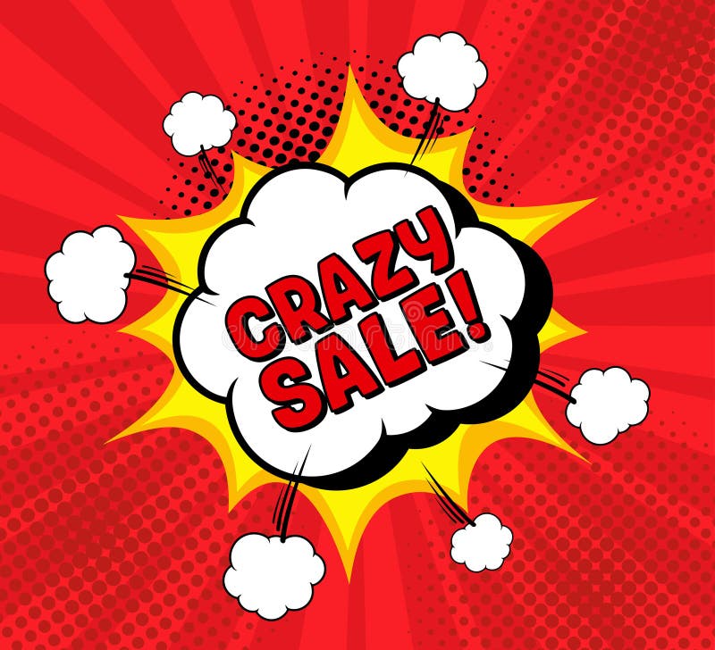 Crazy Sale Banner in Pop Art Style Design Stock Vector - Illustration ...