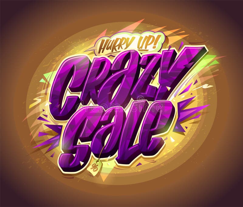 Crazy Sale Poster with a Fancy Lettering Stock Illustration ...