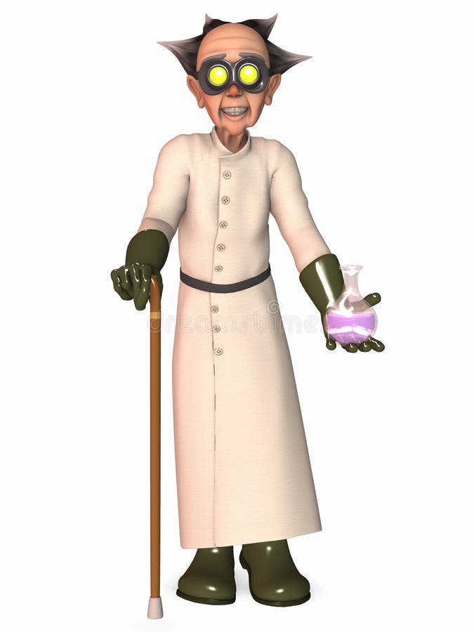 Crazy Old Scientist is Teleporting. Funny Character. Cartoon Vector ...