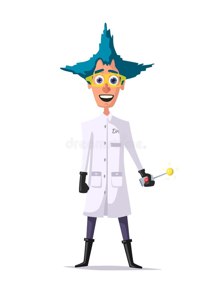 Crazy Old Scientist. Funny Character. Cartoon Vector Illustration Stock ...