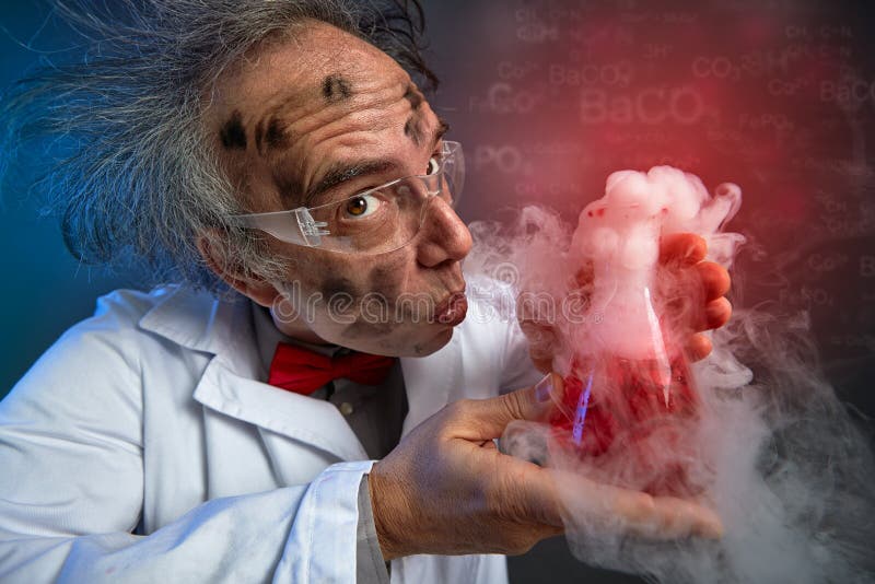 Crazy Chemist Doing Experiment Stock Image - Image of expression, crazy ...