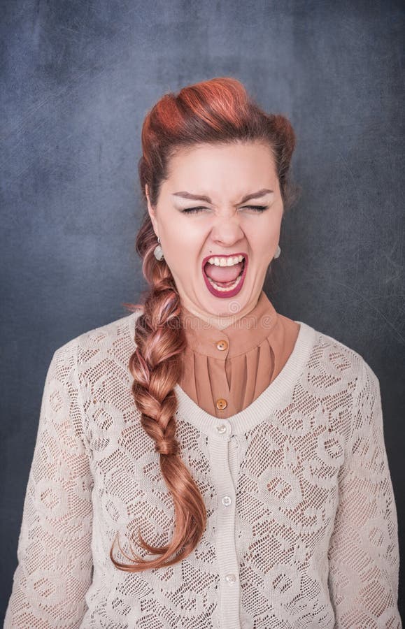Crazy Screaming Business Woman Stock Photo - Image of adult ...