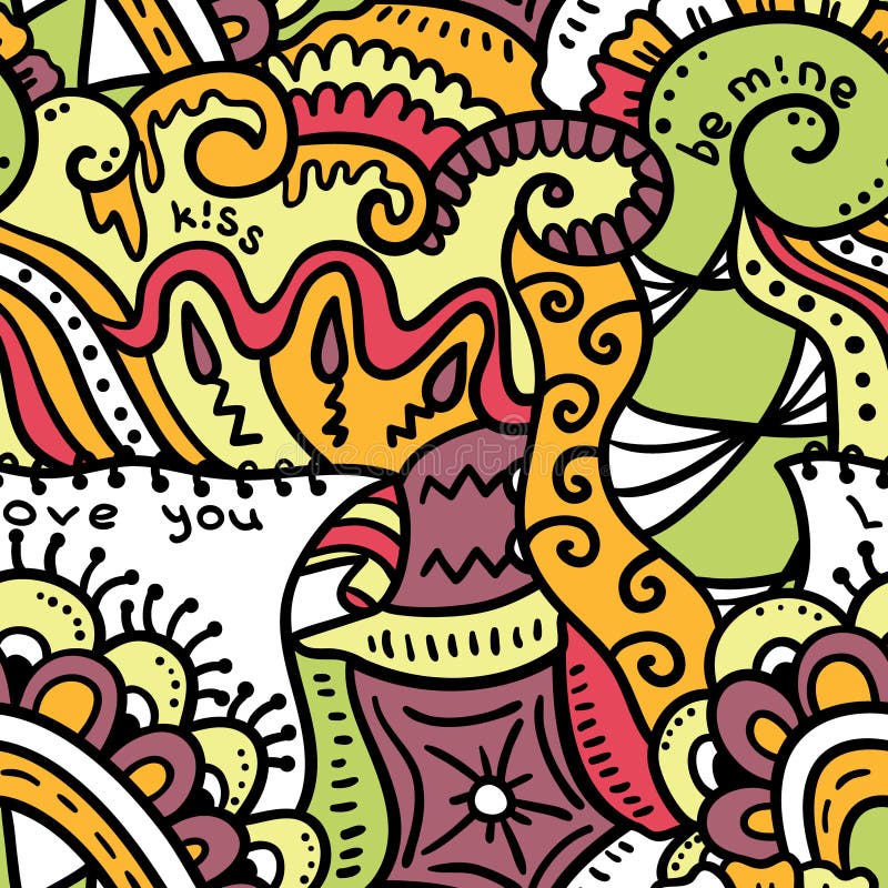 Crazy Seamless Texture with Hand Drawn Abstract Liner Shapes and ...