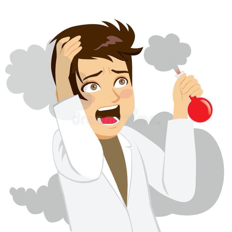 Crazy Shouting Scientist stock vector. Illustration of face - 132871395