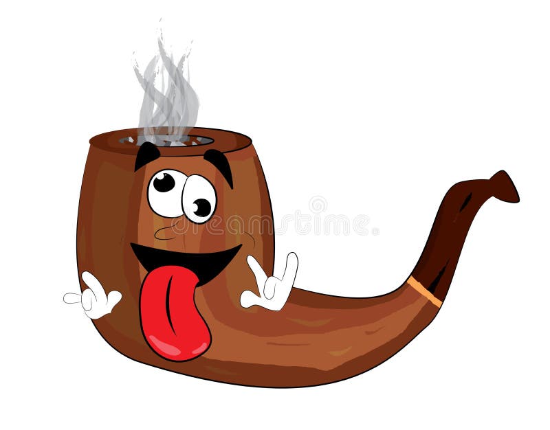 Crazy smoking pipe cartoon stock illustration. Illustration of tongue ...