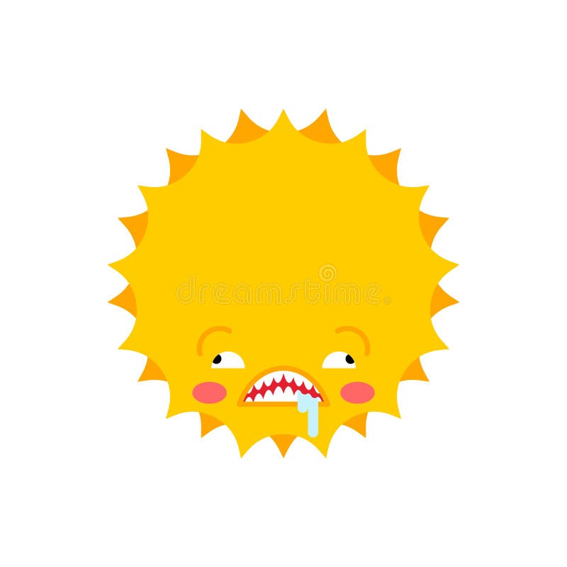 Crazy Sun Cartoon Isolated. Sign Vector Illustration Stock Vector ...