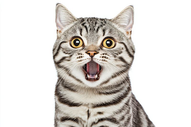 Crazy Surprised Cat Isolated Close Up Transparent Background Stock ...