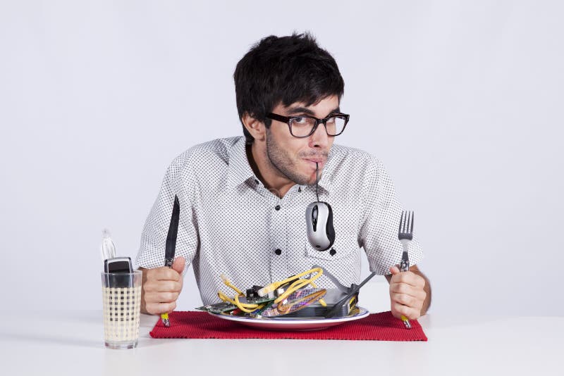 Crazy about technology stock photo. Image of businessman - 16614340