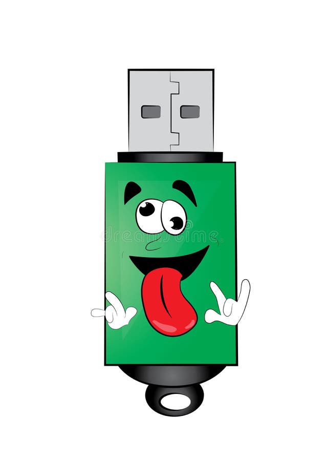 Sad Usb Flash Drive Cartoon Stock Illustration - Illustration of ...
