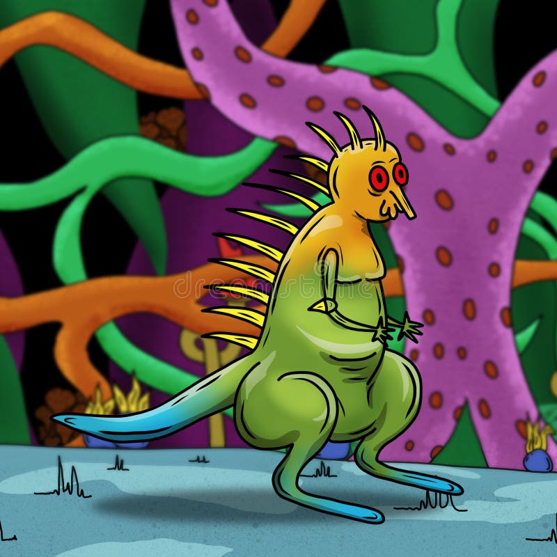 Crazy Wacky Space Alien or Monster in a Strange Forest Stock ...