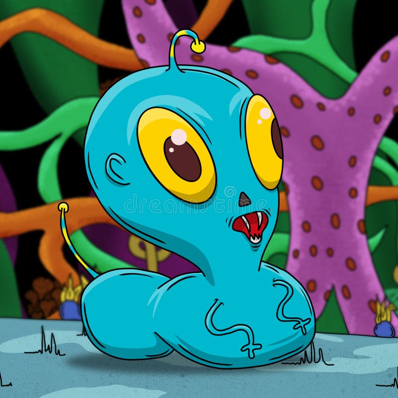 Crazy Wacky Space Alien or Monster in a Strange Forest Stock ...